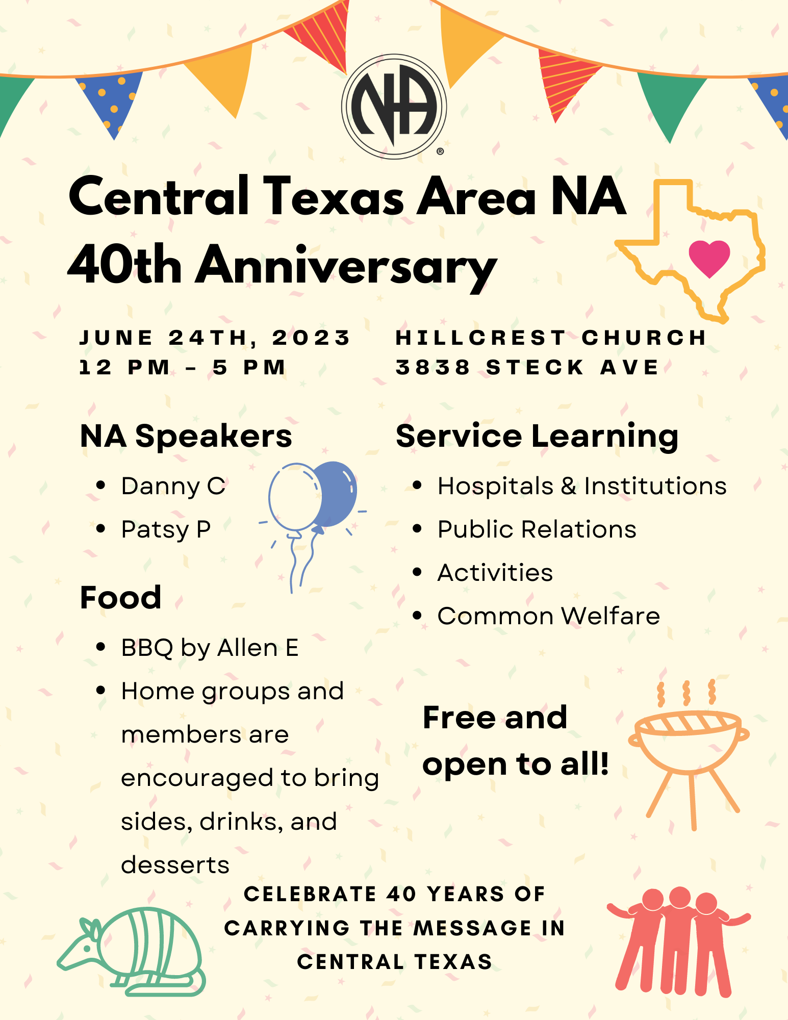 CTANA 40th Anniversary Celebration – Central Texas Area Narcotics Anonymous