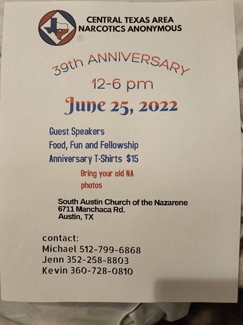 CTANA 39th Anniversary – Central Texas Area Narcotics Anonymous