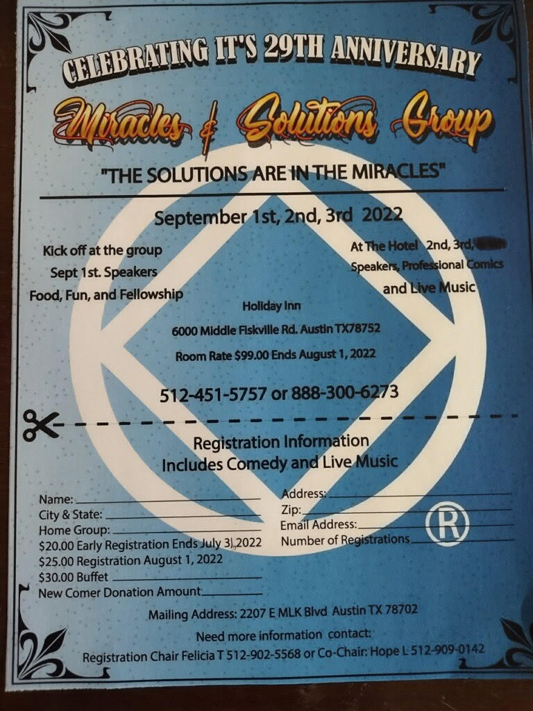 Miracles & Solutions 29th Anniversary Event – Central Texas Area ...